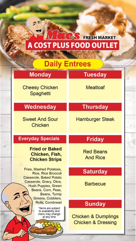 Deli Menu – Oak Grove – Mac's Fresh Market