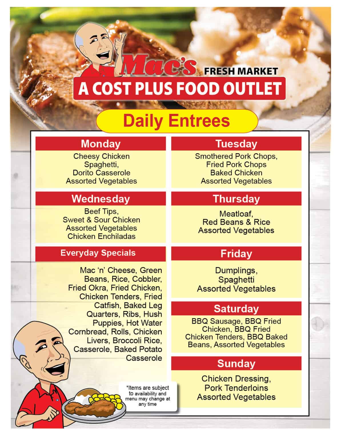 Deli Menu – West Monroe Cheniere – Mac's Fresh Market