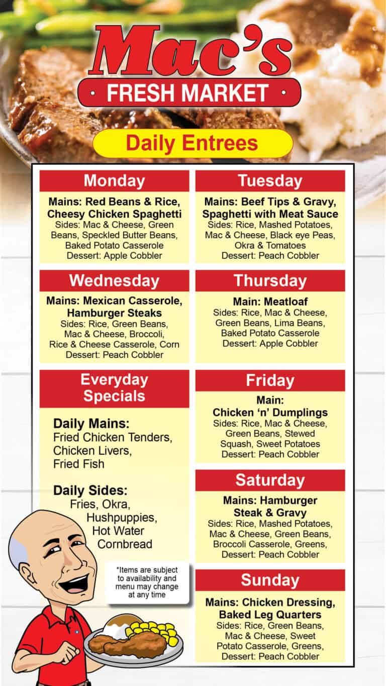 Deli Menu – Columbia – Mac's Fresh Market