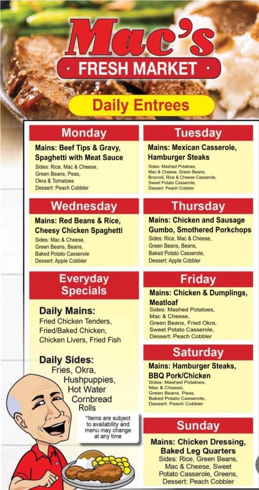 Deli Menu – Magnolia – Mac's Fresh Market